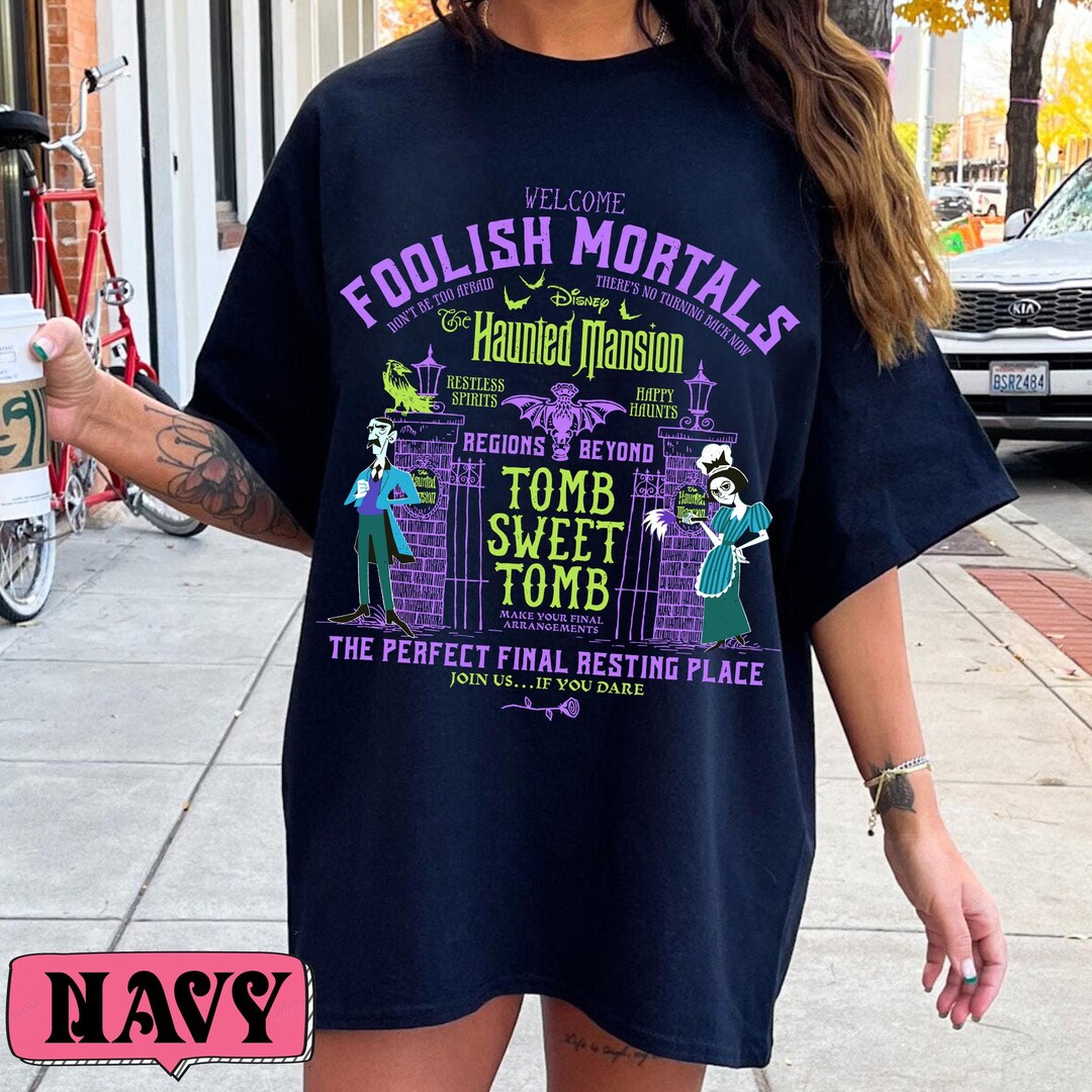 Disney Parks Haunted Mansion Shirt, Welcome Foolish Mortals Tee, Tomb ...