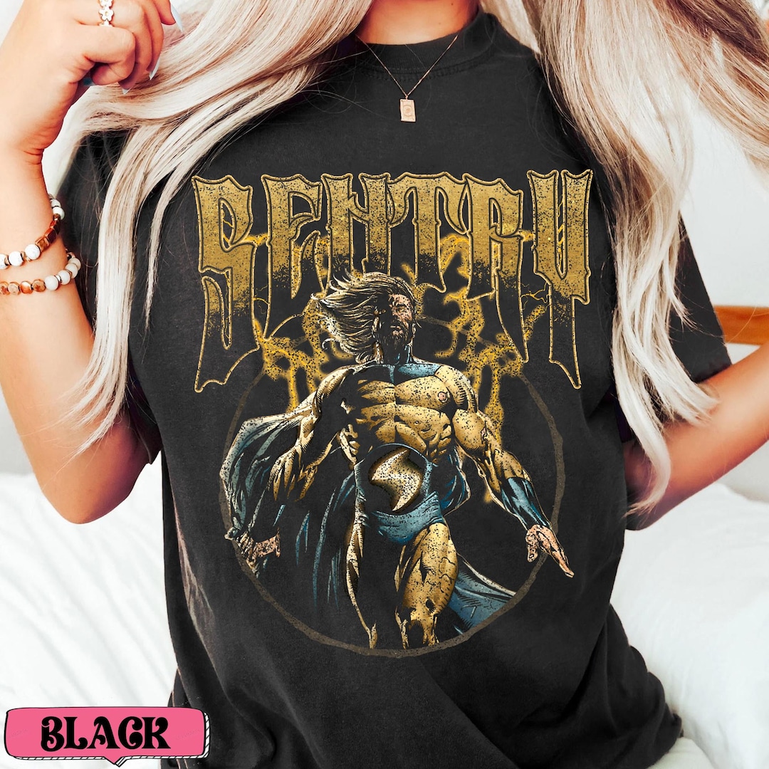 Retro Marvel Sentry Shirt, Distressed Lightning Portrait Tee, Classic ...