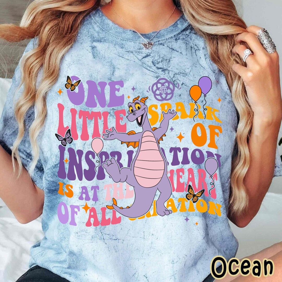 Retro Disney Figment Dragon One Little Spark Comfort Color Blast T ...