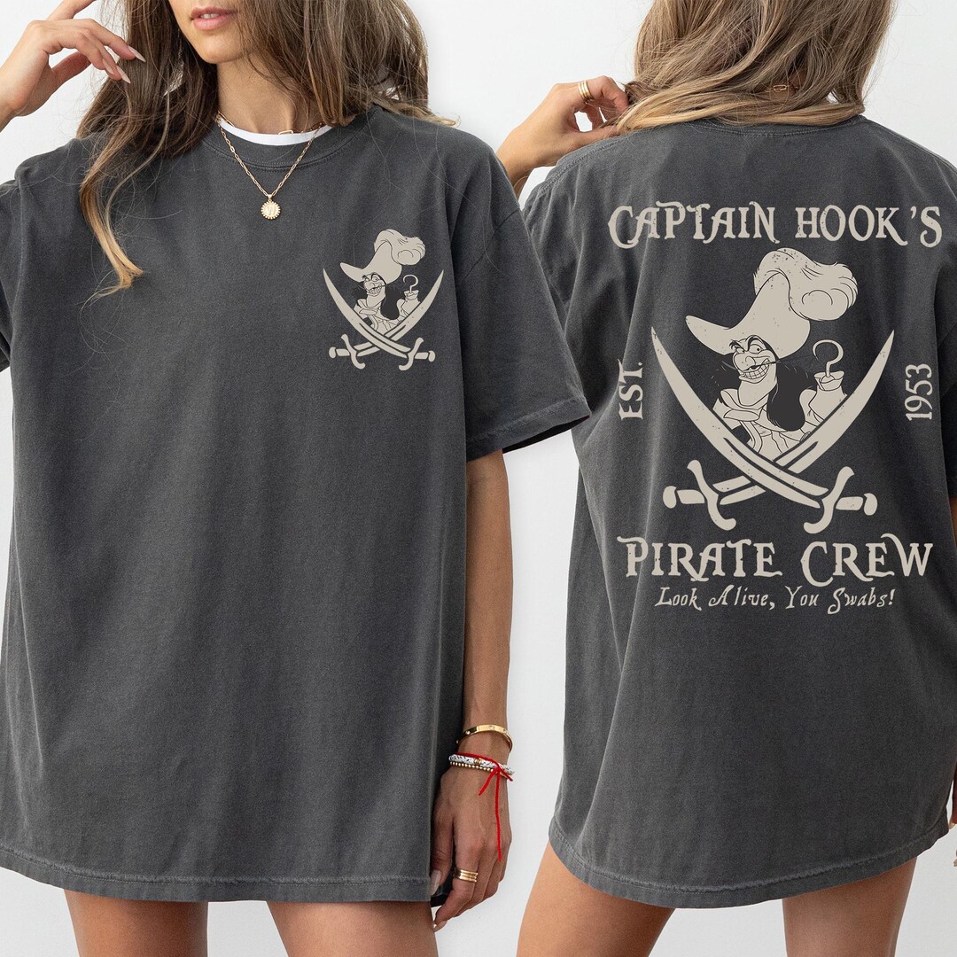 Two Sides Disney Peter Pan Captain Hook Shirt, Captain Hook Pirate Crew ...