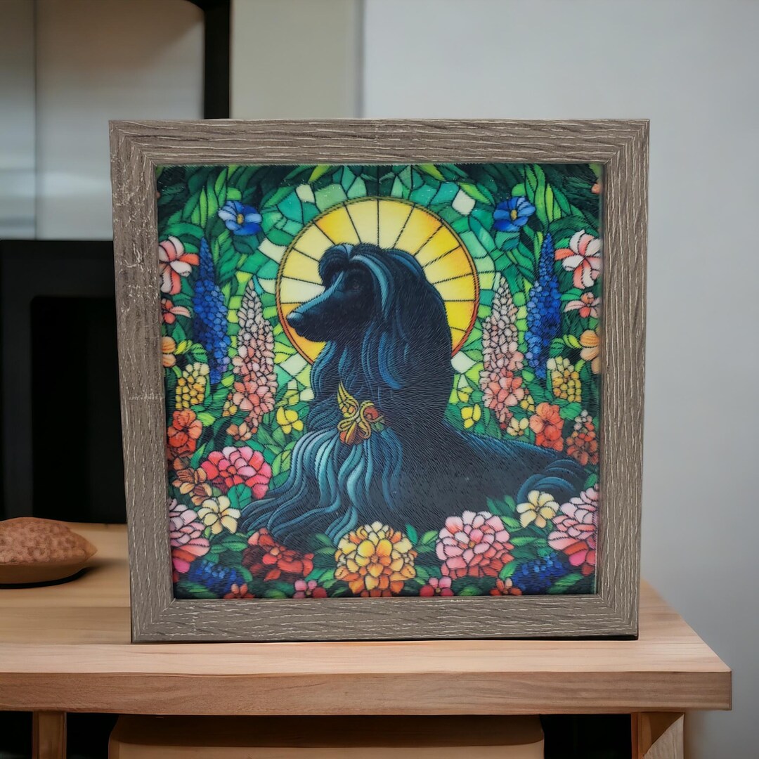 Afghan Hound Shadow Box Night Light: Faux Stained Glass USB Decor - Etsy