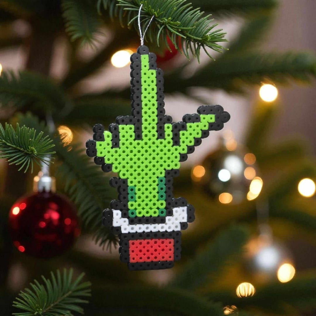 Grinch Finger Perler Bead Ornament – Funny Christmas Decor - Etsy