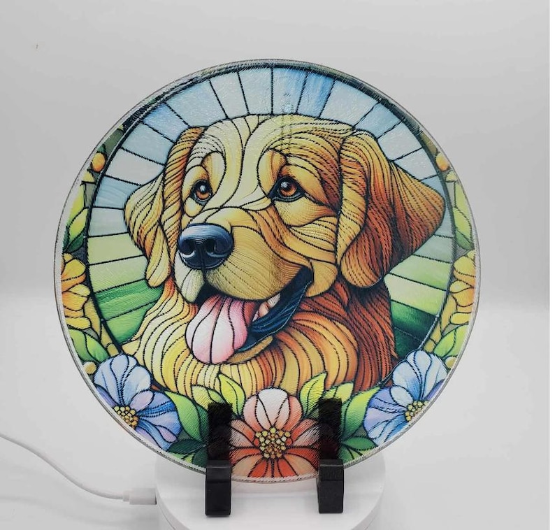 Golden Retriever Faux Stained Glass Suncatcher: Dog Lover Gift - Etsy