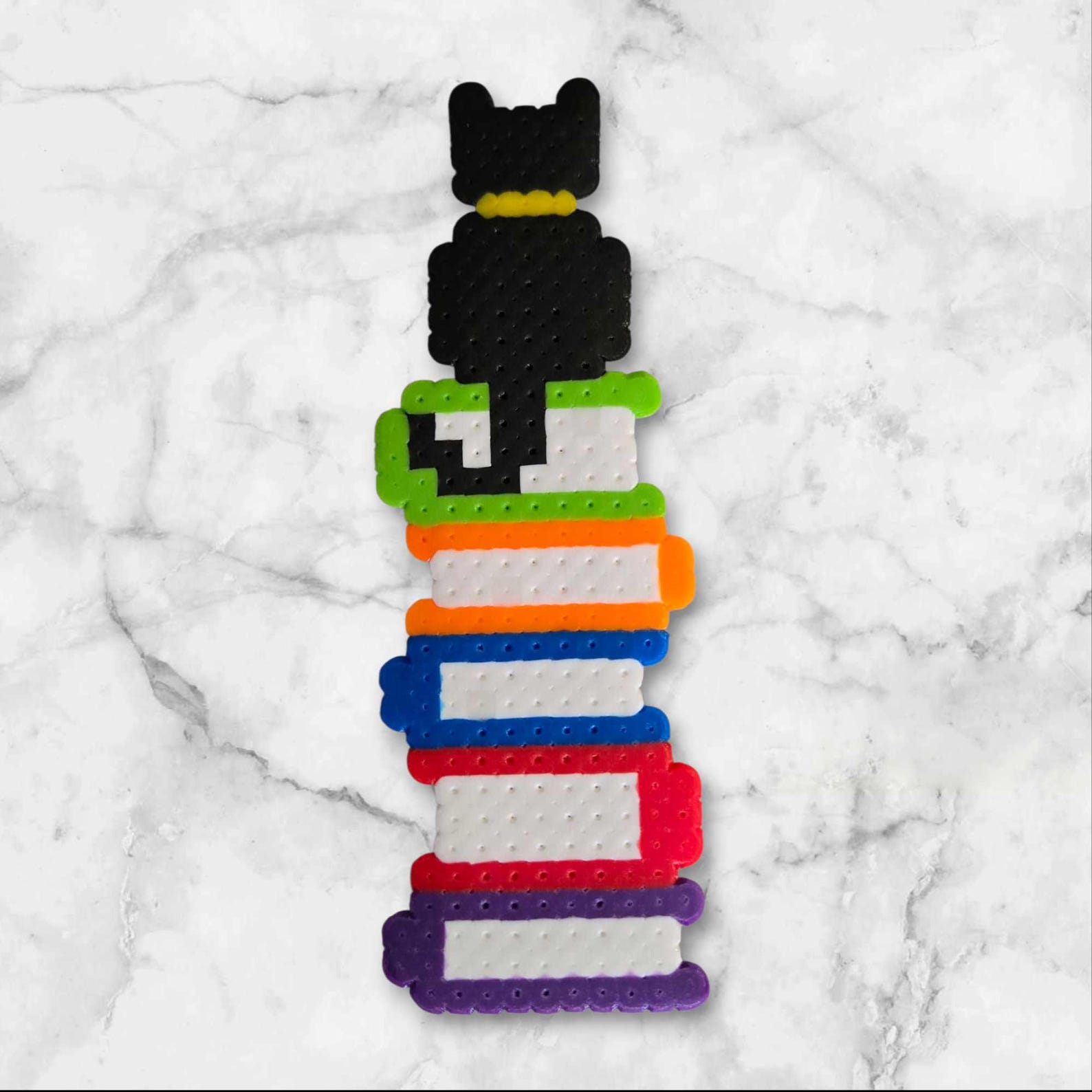 CAT BOOKSTACK BOOKMARK Perler Beads Bookworm Bookish Book Lover Gift ...