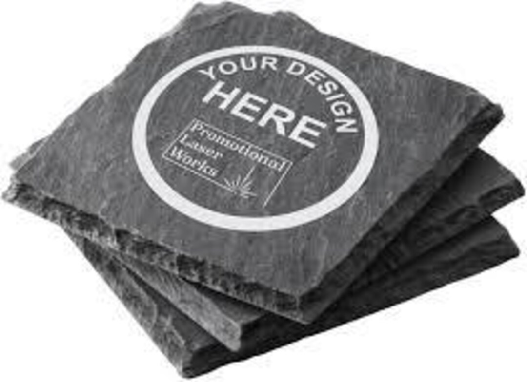 Custom Engraved Slate Coaster Set: Monogram Logo Gift - Etsy