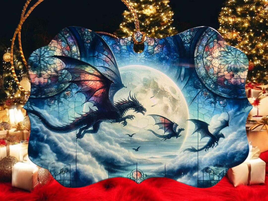 FANTASY DRAGONS Metal Ornament, 2 Sided, Choose Personalization or ...