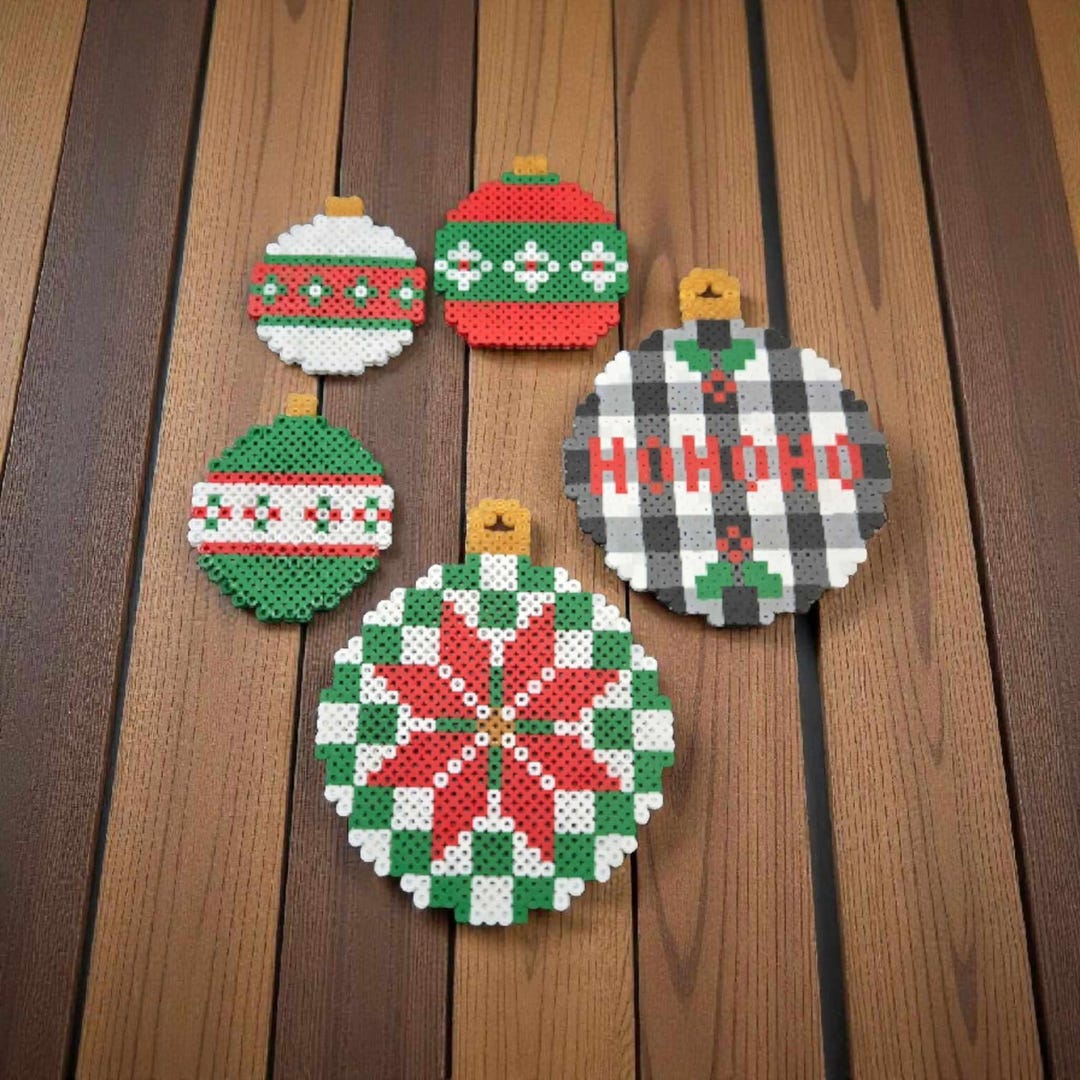 Vintage Style Perler Bead Christmas Ornament, Magnet or Coaster - Etsy
