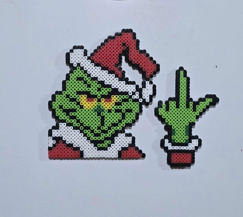Funny Grinch Magnet Set – Perler Bead Christmas Decor - Etsy