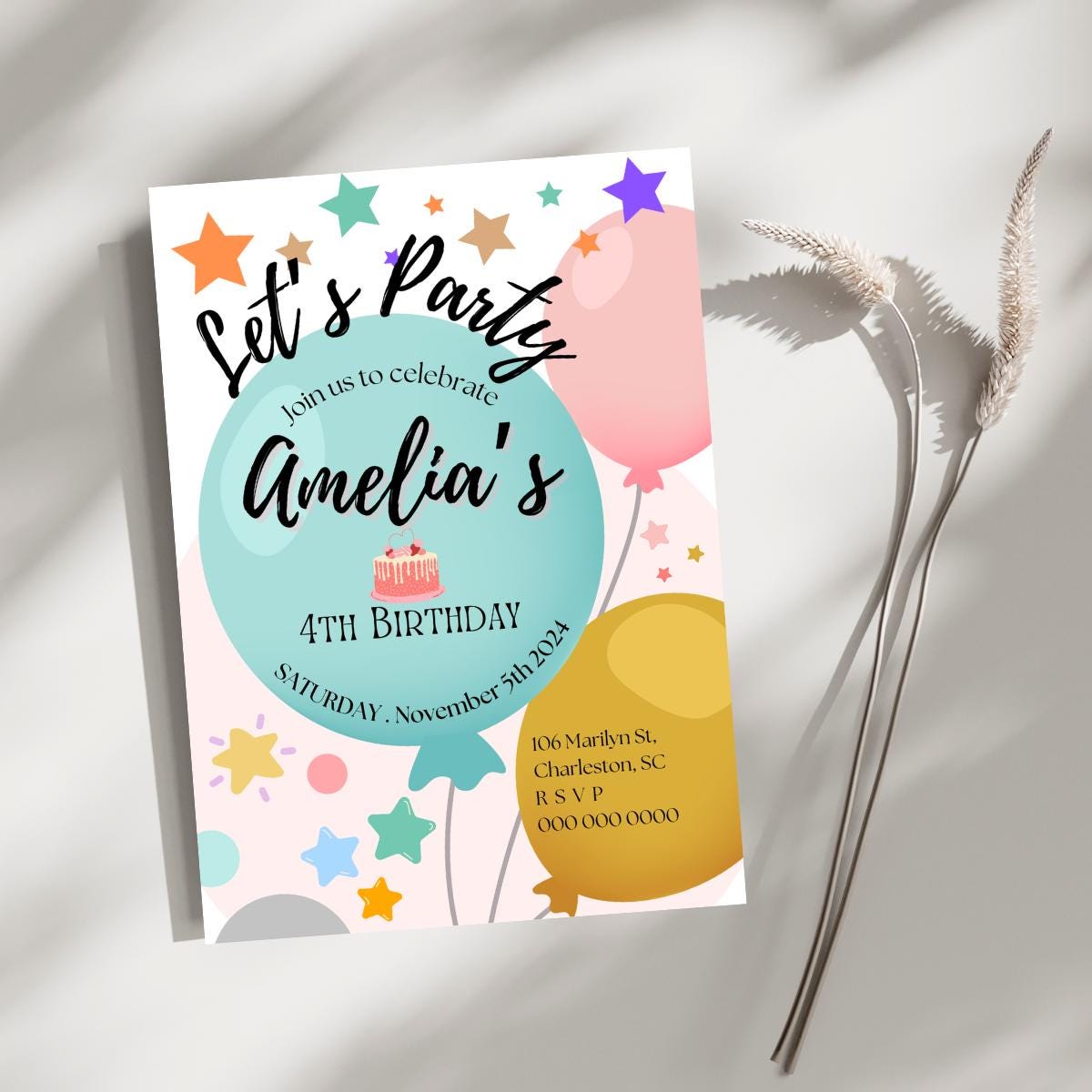 Birthday Invitation Canva Template - Etsy