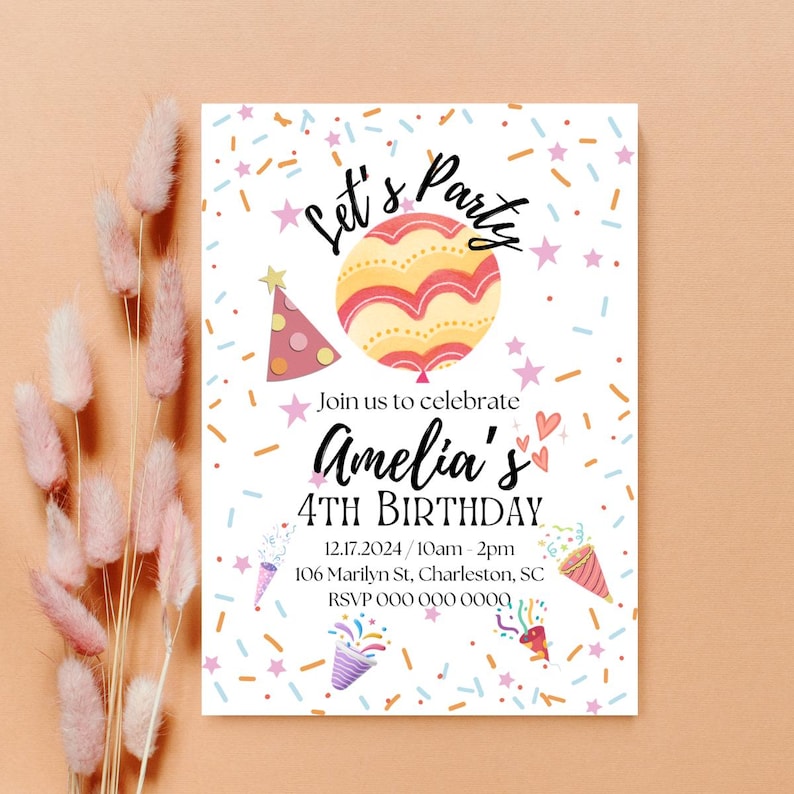 Birthday Invitation Canva Template - Etsy