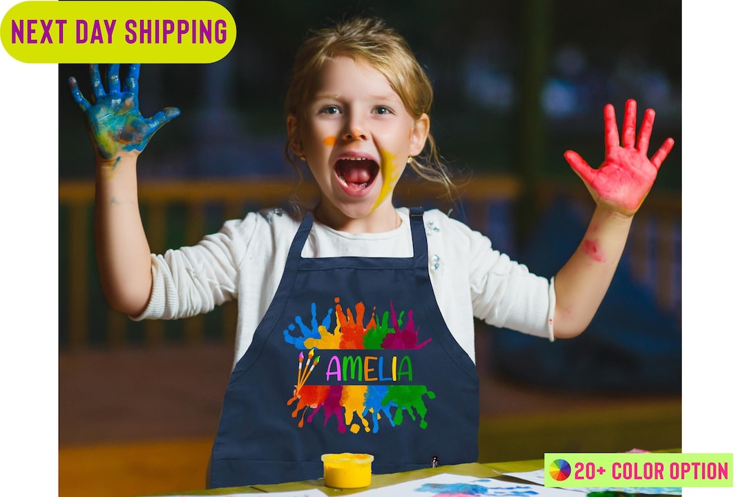 Personalized Kids Art Apron, Art Party Apron, Birthday Apron,paint ...