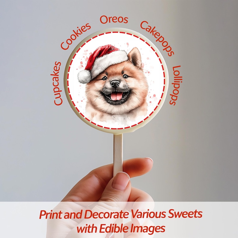 Printable Christmas Dog Cupcake Toppers | Dogs in Santa Hats | Holiday ...