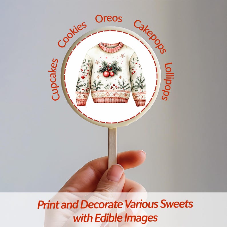 Printable Christmas Toppers | Ugly Sweater Edible Images | Cupcakes ...