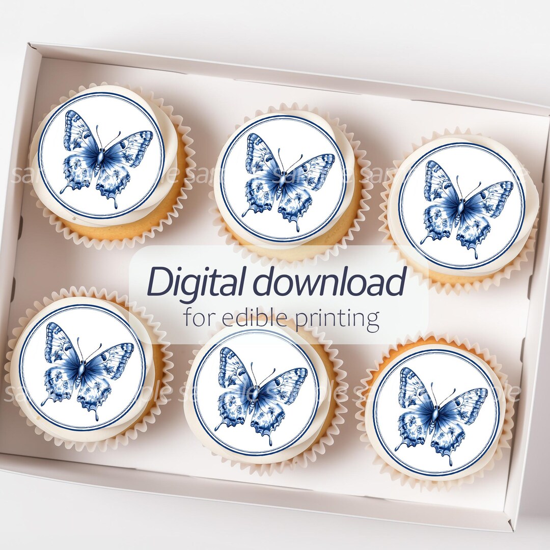 Printable Blue Porcelain Cupcake Toppers | Elegant Floral Party Decor ...