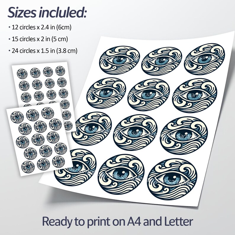 Evil Eye and Waves Digital Cupcake Toppers |oreo Toppers| Instant ...