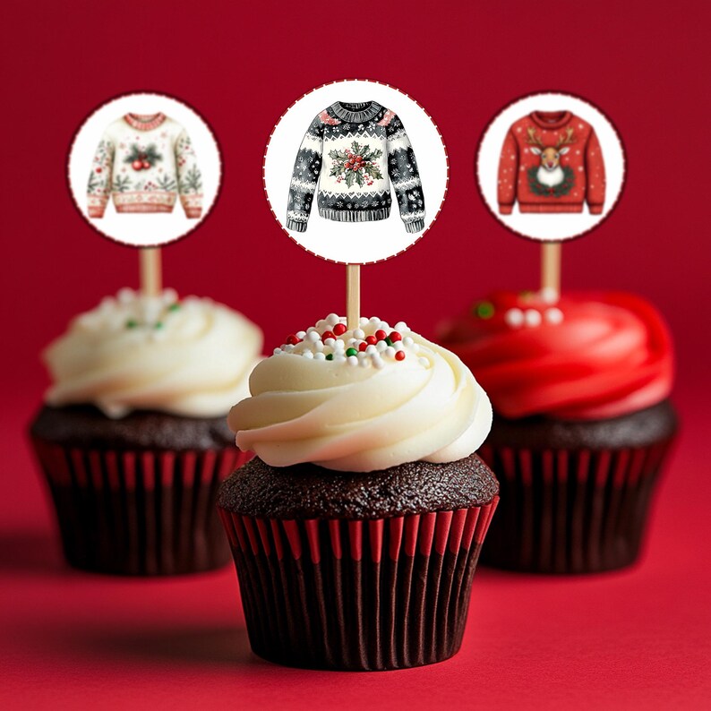 Printable Christmas Toppers | Ugly Sweater Edible Images | Cupcakes ...