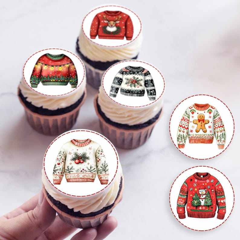 Printable Christmas Toppers | Ugly Sweater Edible Images | Cupcakes ...