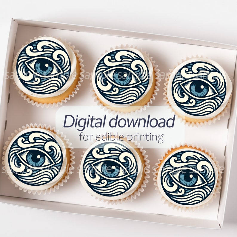 Evil Eye and Waves Digital Cupcake Toppers |oreo Toppers| Instant ...