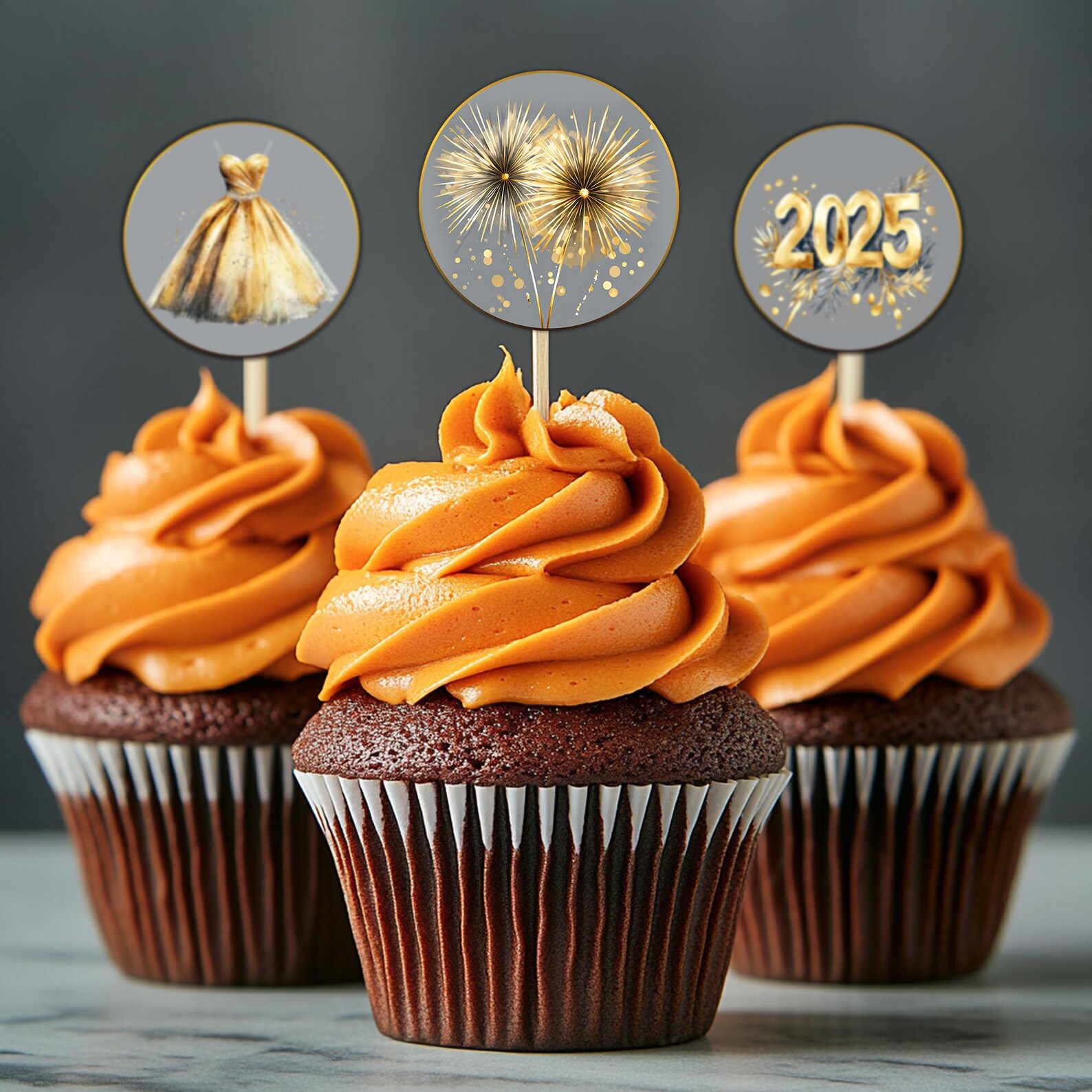 Printable New Year 2025 Cupcake Toppers | Festive Party Decor | Edible ...