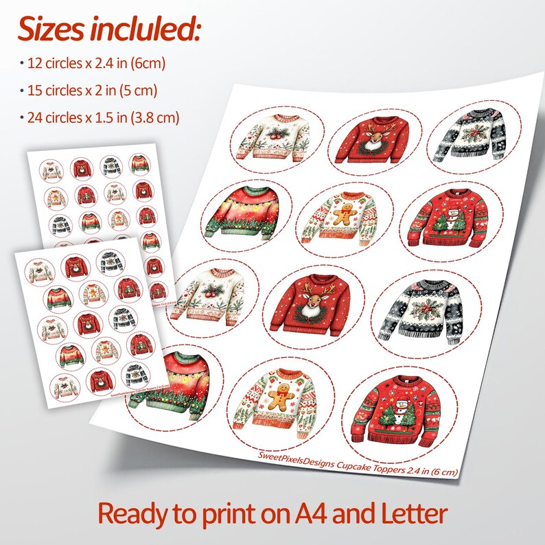 Printable Christmas Toppers | Ugly Sweater Edible Images | Cupcakes ...