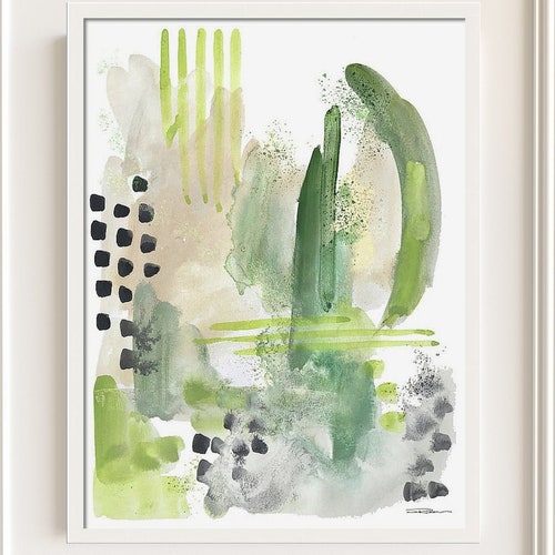 Green Abstract Painting Art Print Wall Art Abstract Wall Art - Etsy