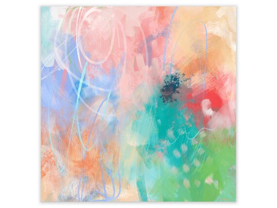 Pink and Blue Abstract Print - Etsy