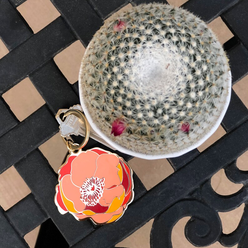 California Poppy Enamel Keychain-super Bloom Poppy-key Fob- Key Ring - Etsy