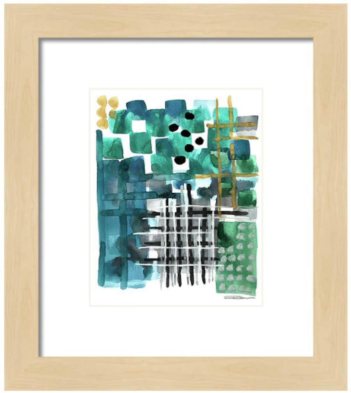 Teal Abstract Art Print-watercolor Painting-contemporary Art-large Wall ...