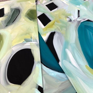 Jade Green Original Abstract Painting: Green Turquoise Swirls, Neutral ...