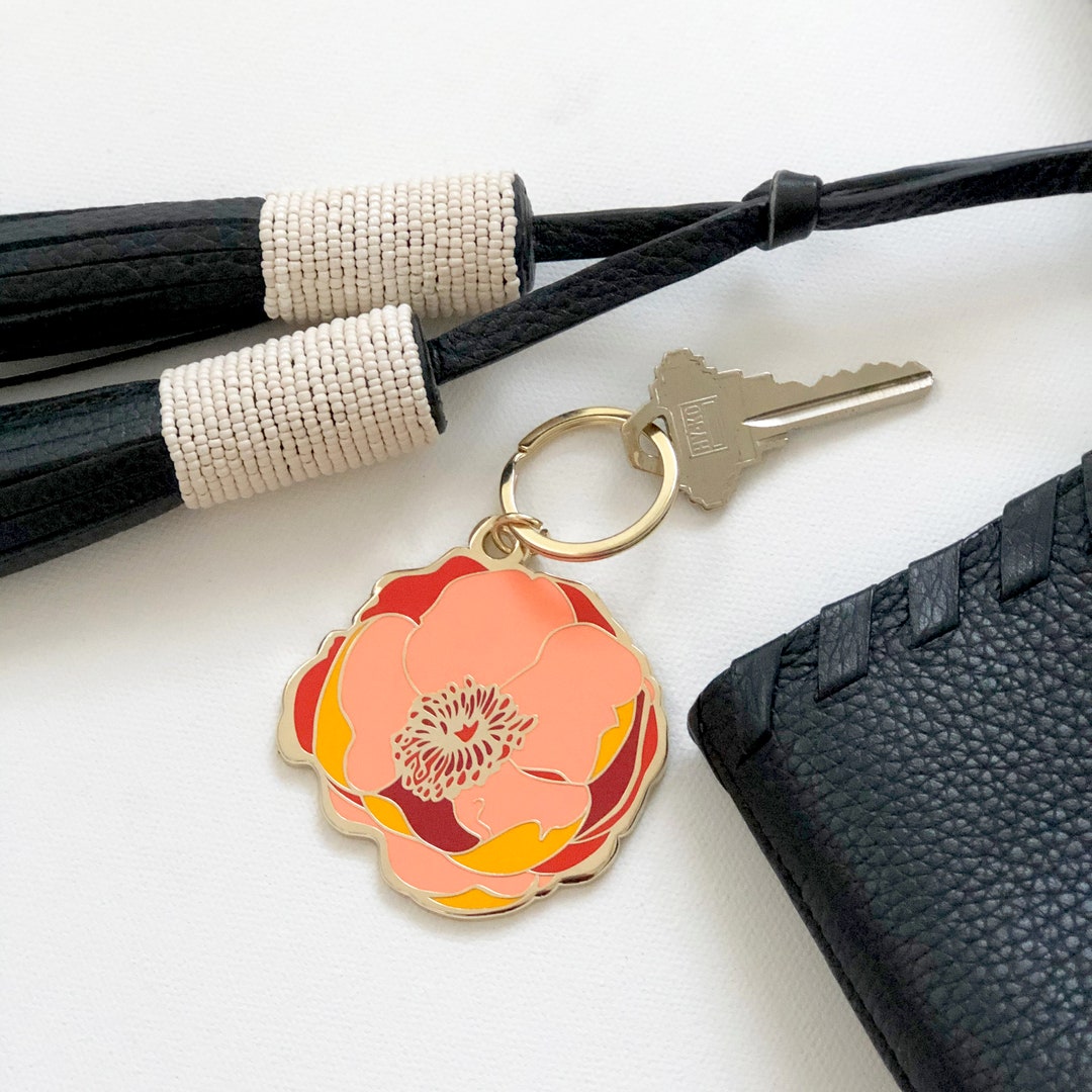 California Poppy Enamel Keychain-super Bloom Poppy-key Fob- Key Ring - Etsy