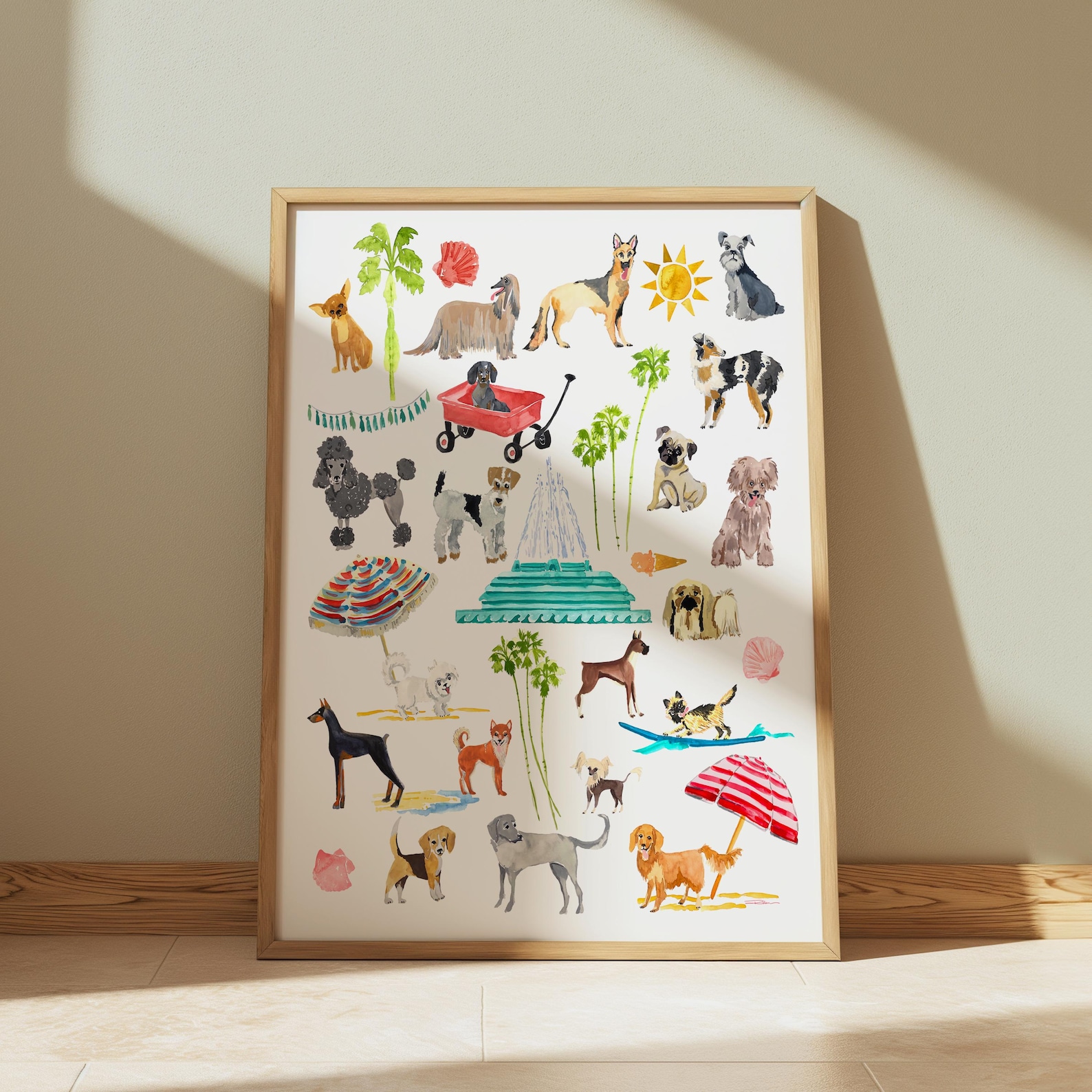 Doggie Days Dog Art Print of Watercolor Dogs-various Dog Breeds-dog ...