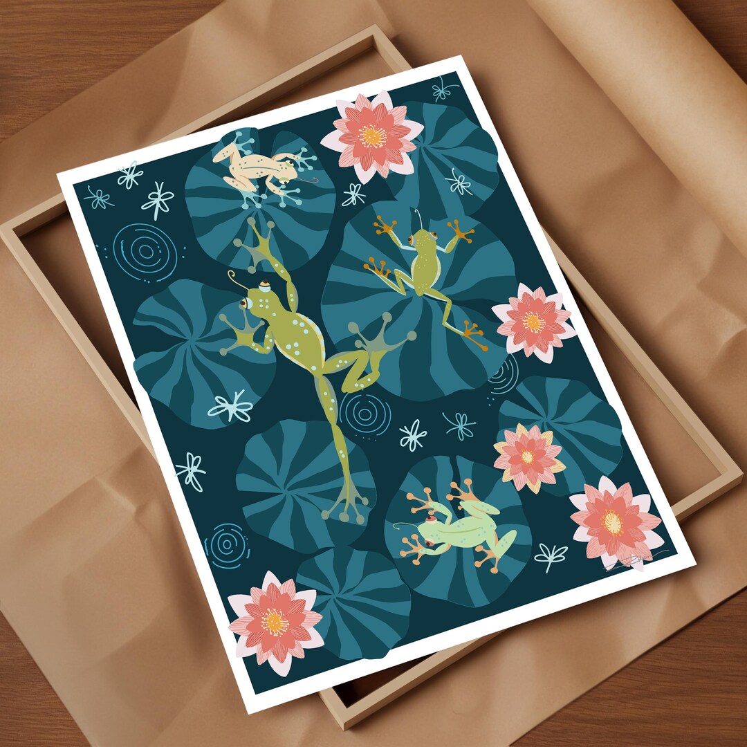 Frogs With Lily Pads Art Print-frogs and Lily Pads-frogs in the Pond ...