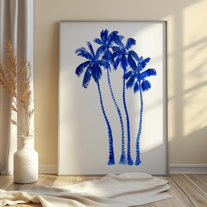 Blue Palm Print - Etsy