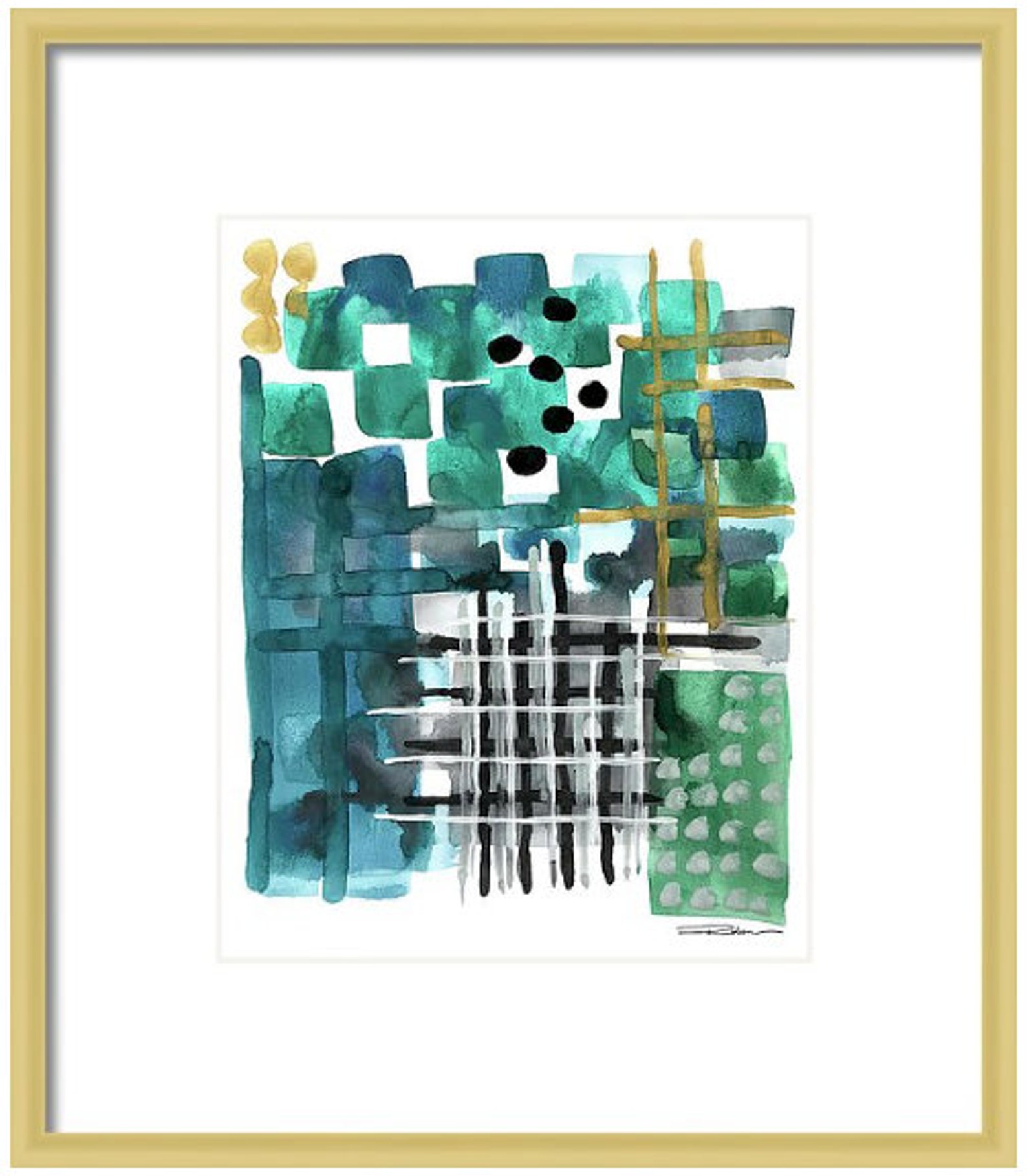 Teal Abstract Art Print-watercolor Painting-contemporary Art-large Wall ...