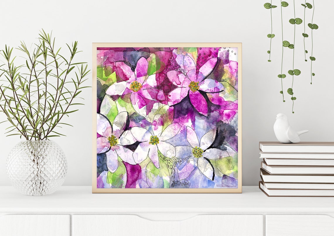 Purple Lavender Abstract Art Print of Watercolor Painting - Etsy