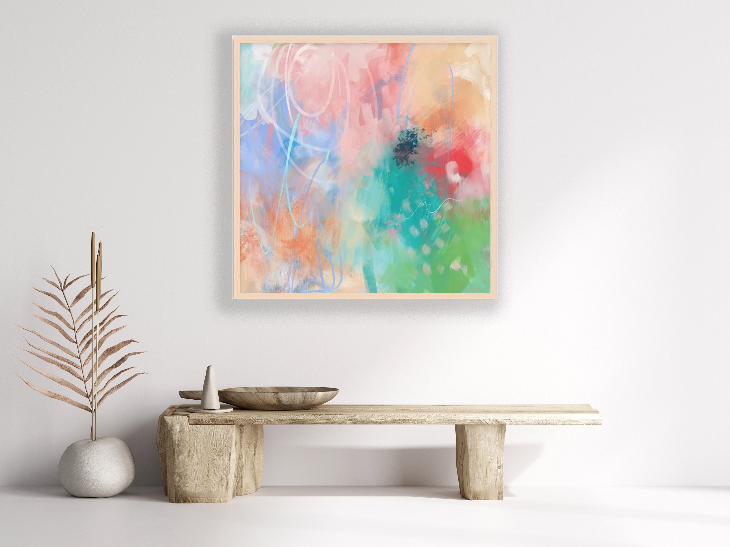 Pink and Blue Abstract Print - Etsy