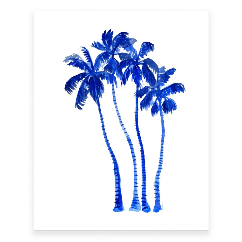 Blue Palm Print - Etsy