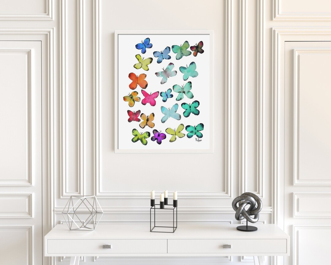 Watercolor Butterflies Art Print – Colorful Mariposas Wall Decor ...
