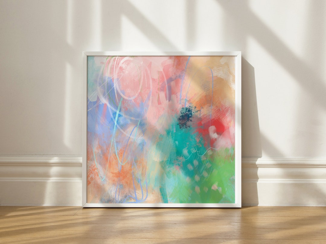 Pink and Blue Abstract Print - Etsy