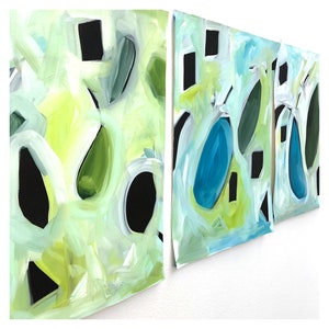 Jade Green Original Abstract Painting: Green Turquoise Swirls, Neutral ...