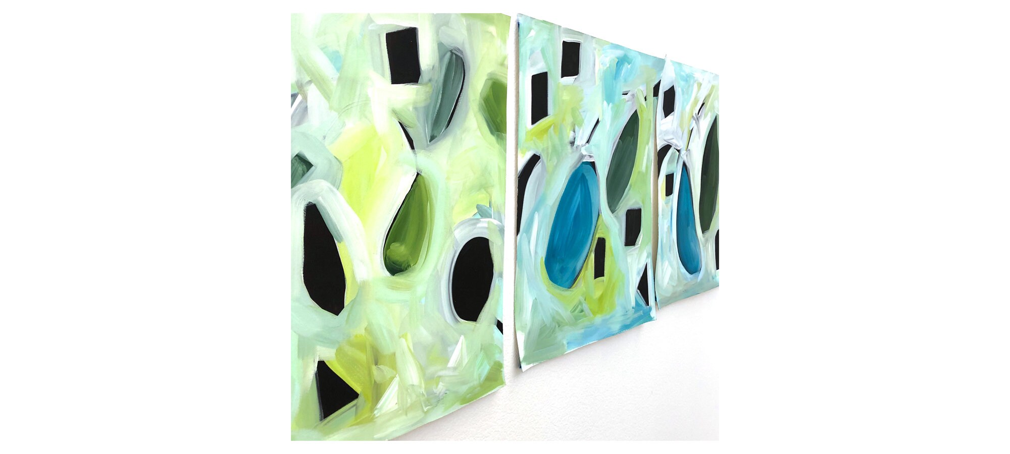 Jade Green Original Abstract Painting: Green Turquoise Swirls, Neutral ...