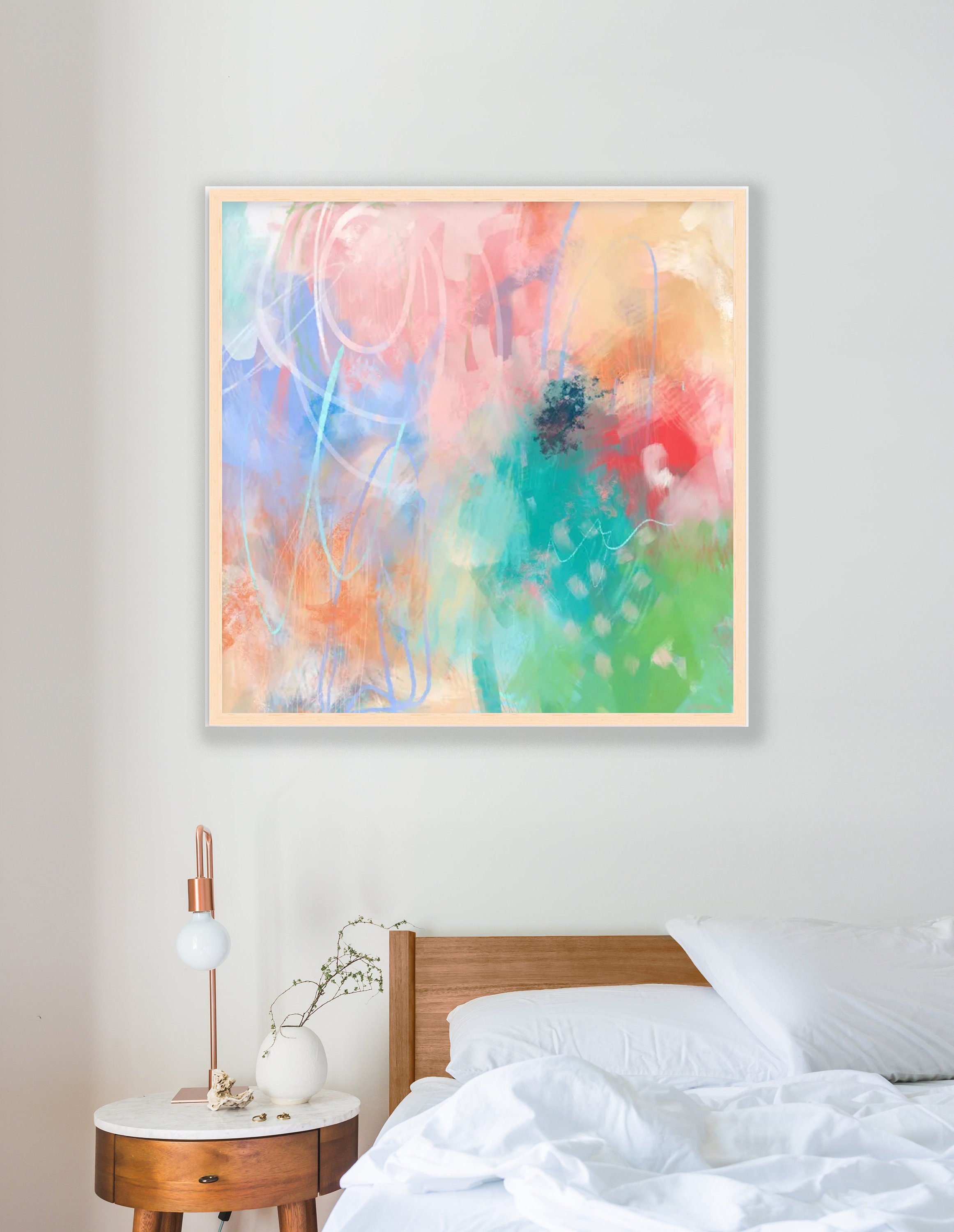 Pink and Blue Abstract Print - Etsy