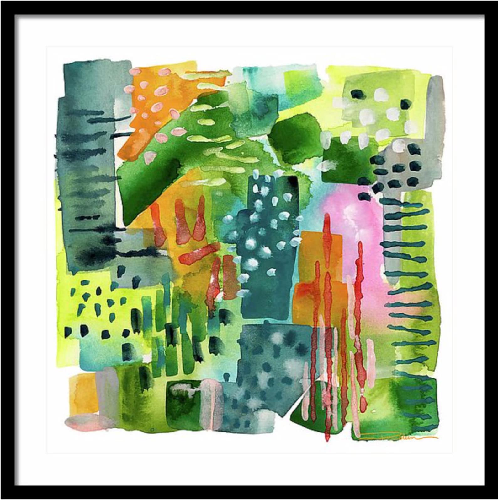 Green Abstract Art Print of Watercolor Painting-nursery Wall - Etsy