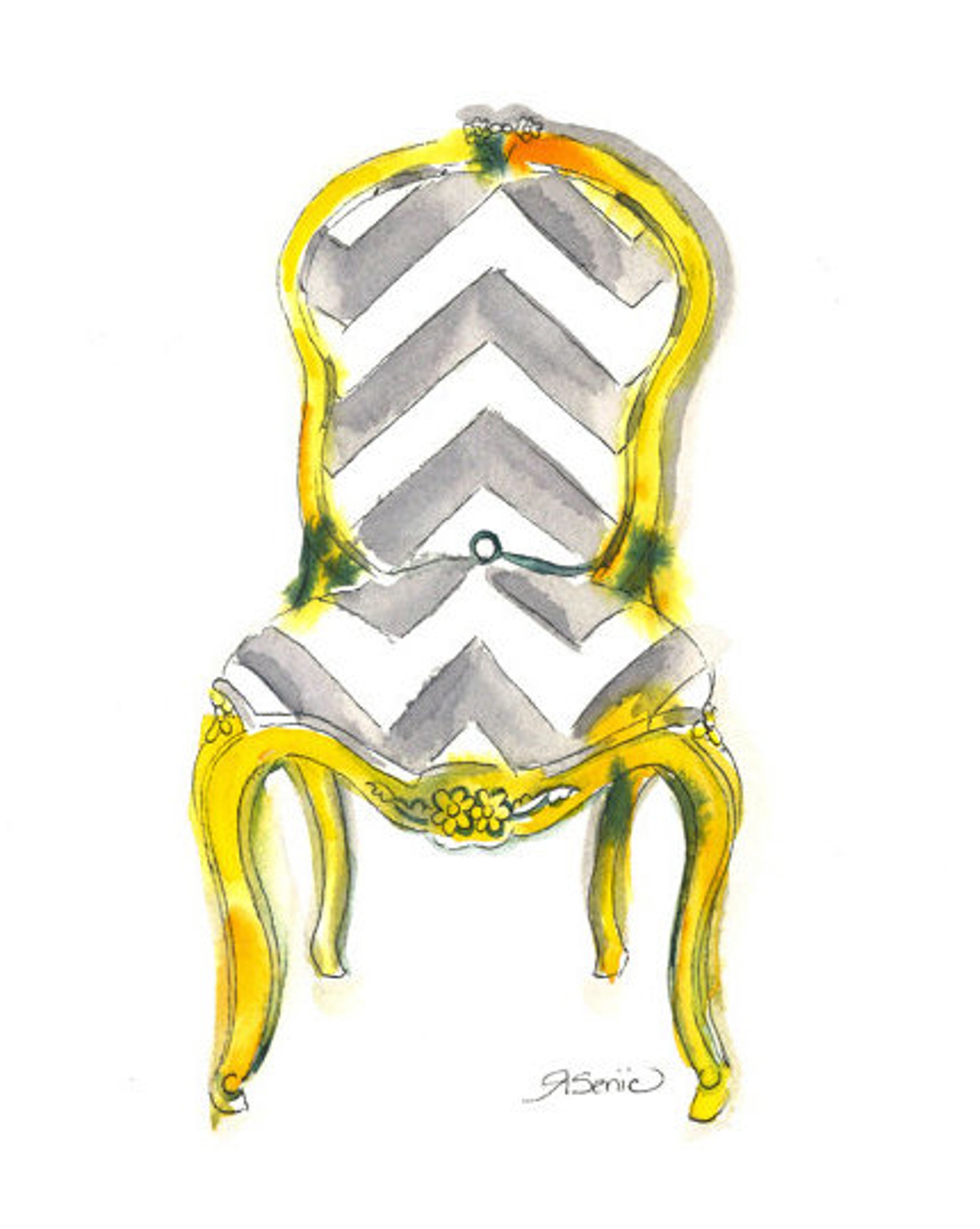 Set of 3 Prints Chair-watercolor Prints Gallery Wall Wall Art | Etsy