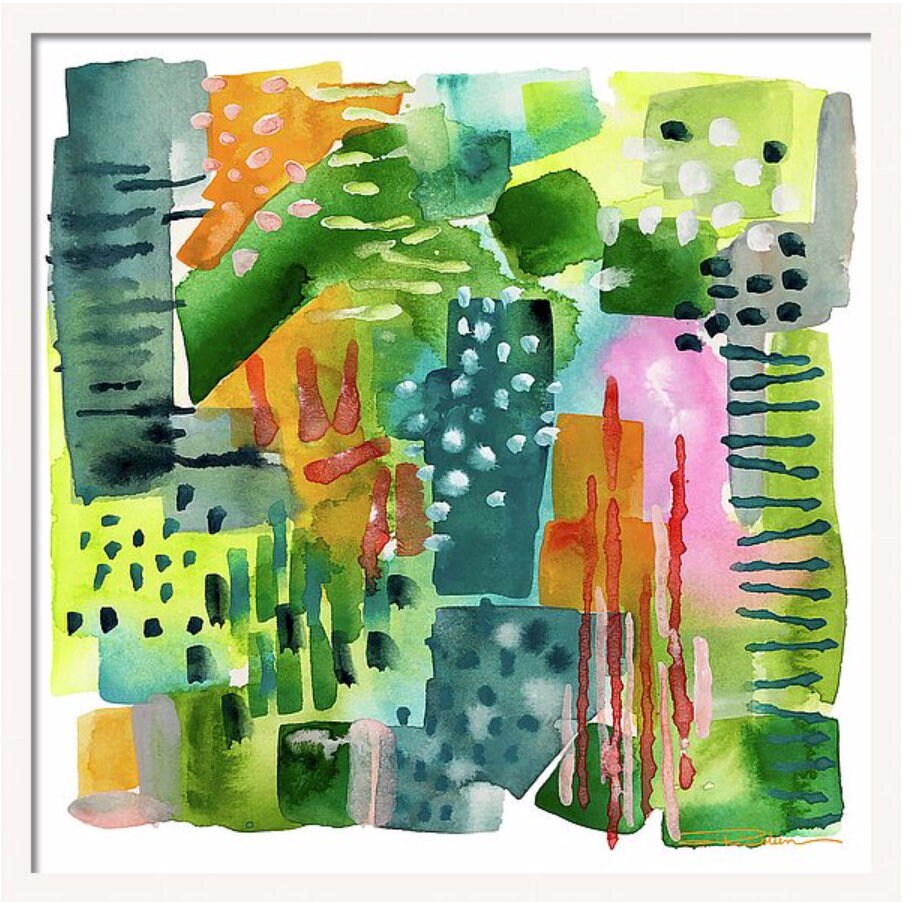 Green Abstract Art Print of Watercolor Painting-Nursery Wall | Etsy