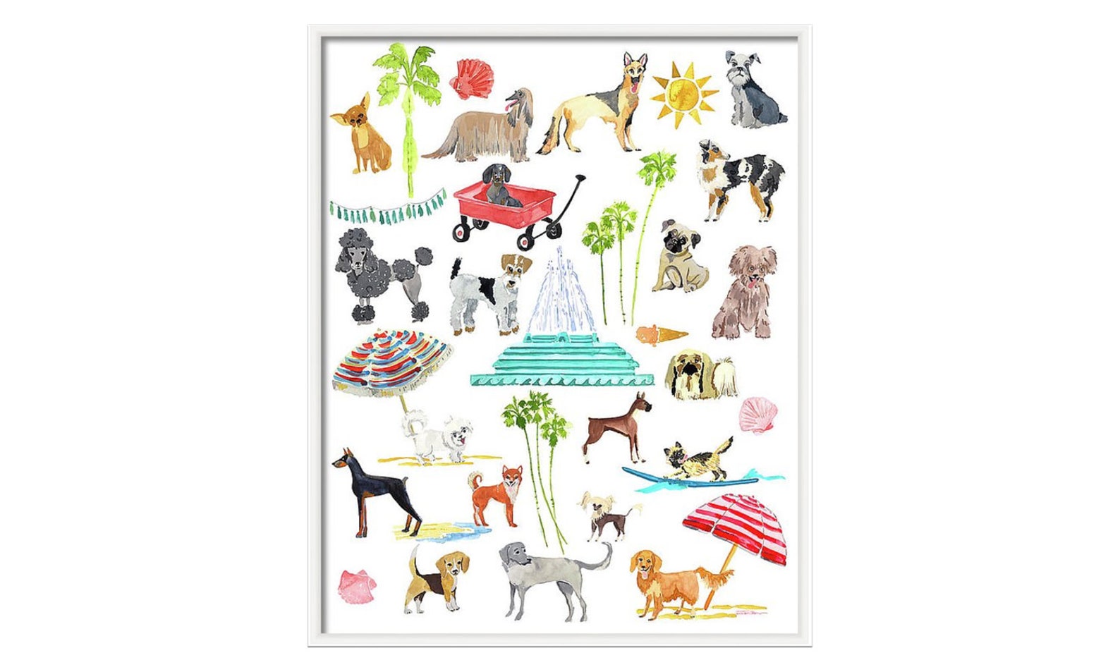 Doggie Days Dog Art Print of Watercolor Dogs-various Dog Breeds-dog ...