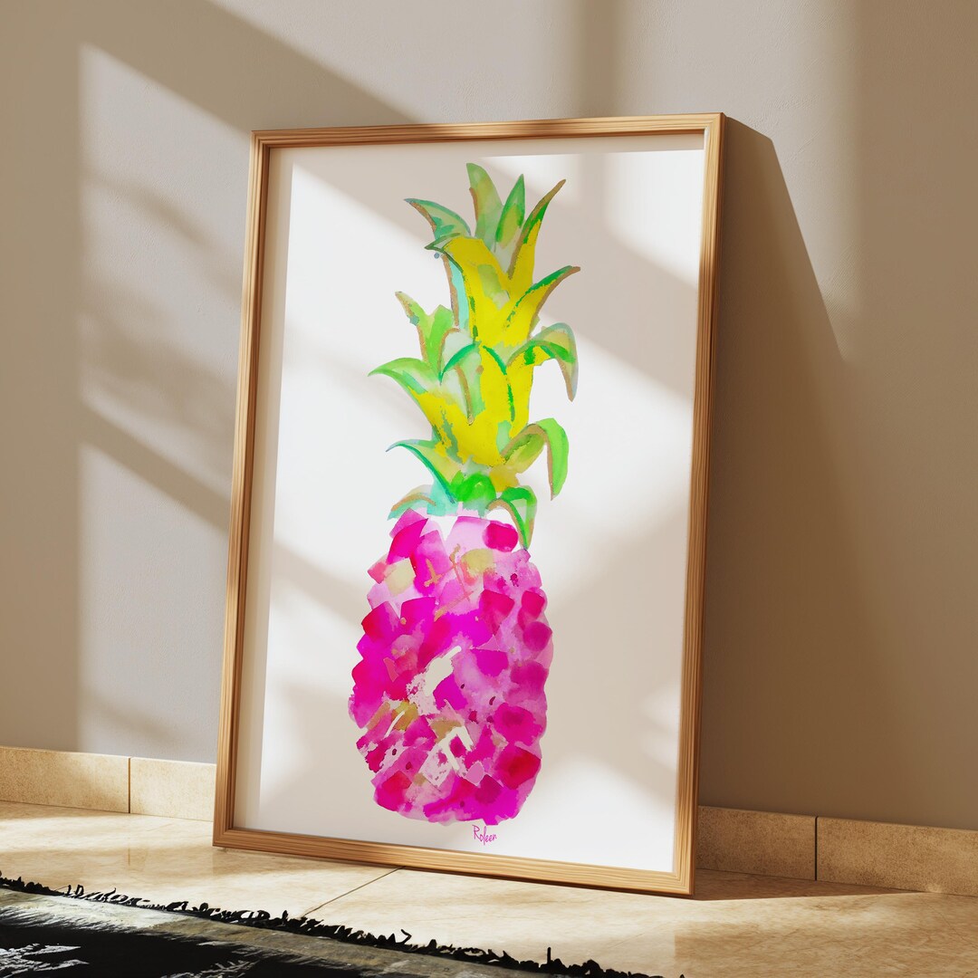 Pink Pineapple Art Print-tropical Pineapple Wall Art-wall Decor-gift-modern Art-welcome-nursery ...
