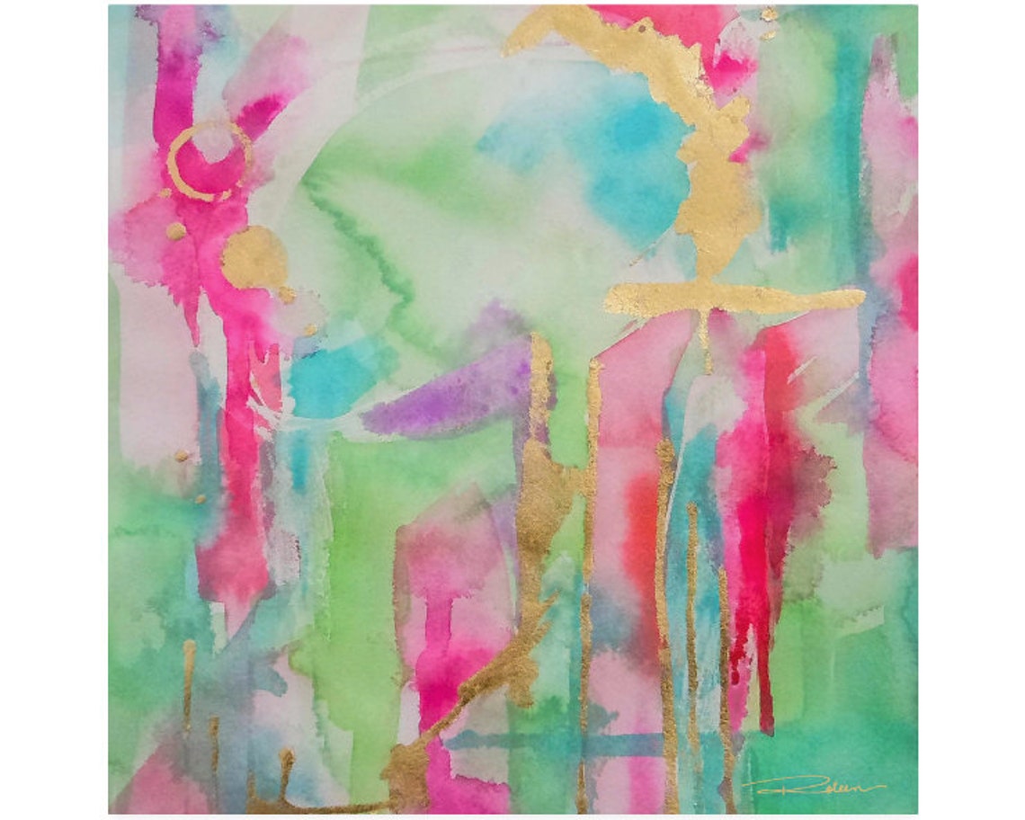 Mint Watercolor Painting Abstract Art Print-wall Decor-home Decor ...