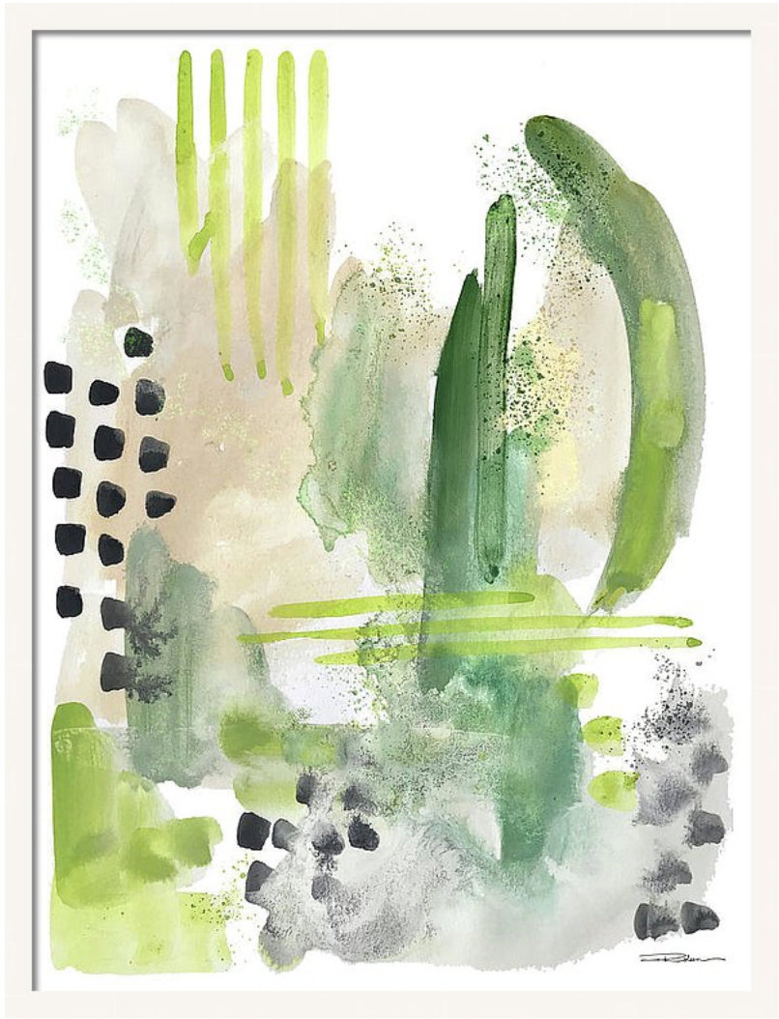 Green Abstract Painting Art Print of Watercolor Painting-wall Art-wall ...