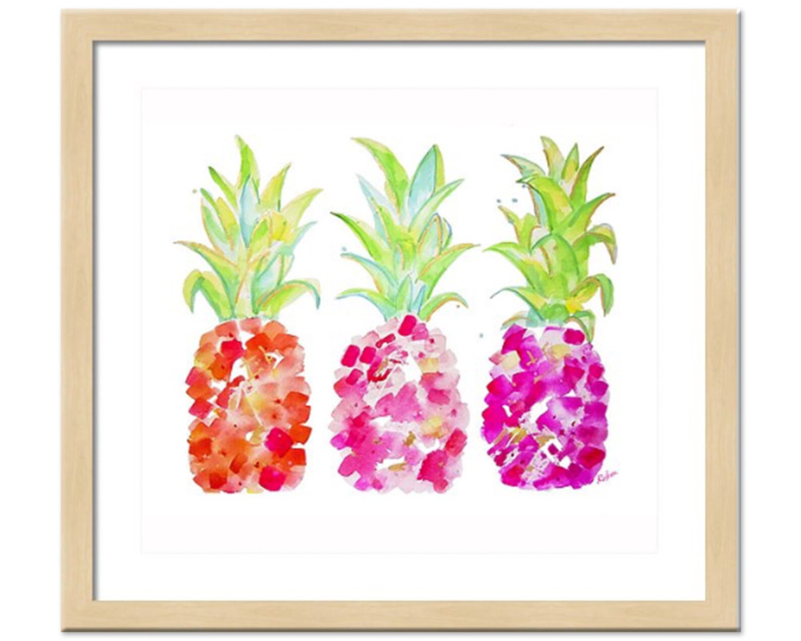 Pineapple Watercolor Painting Art Print-pineapples-pineapple Decor-wall ...